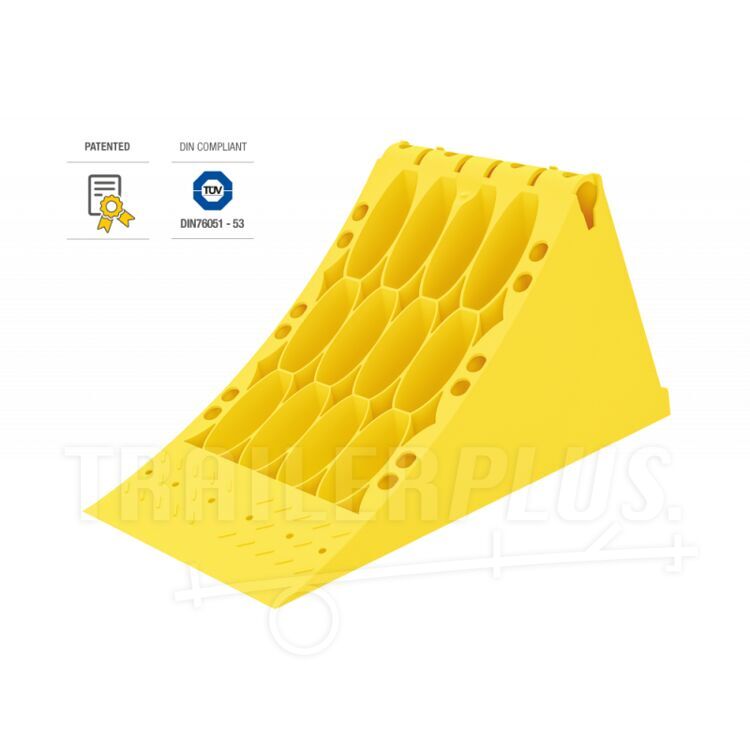 Cale de roue Crowny 53 plastique jaune | TrailerPlus - Remorques